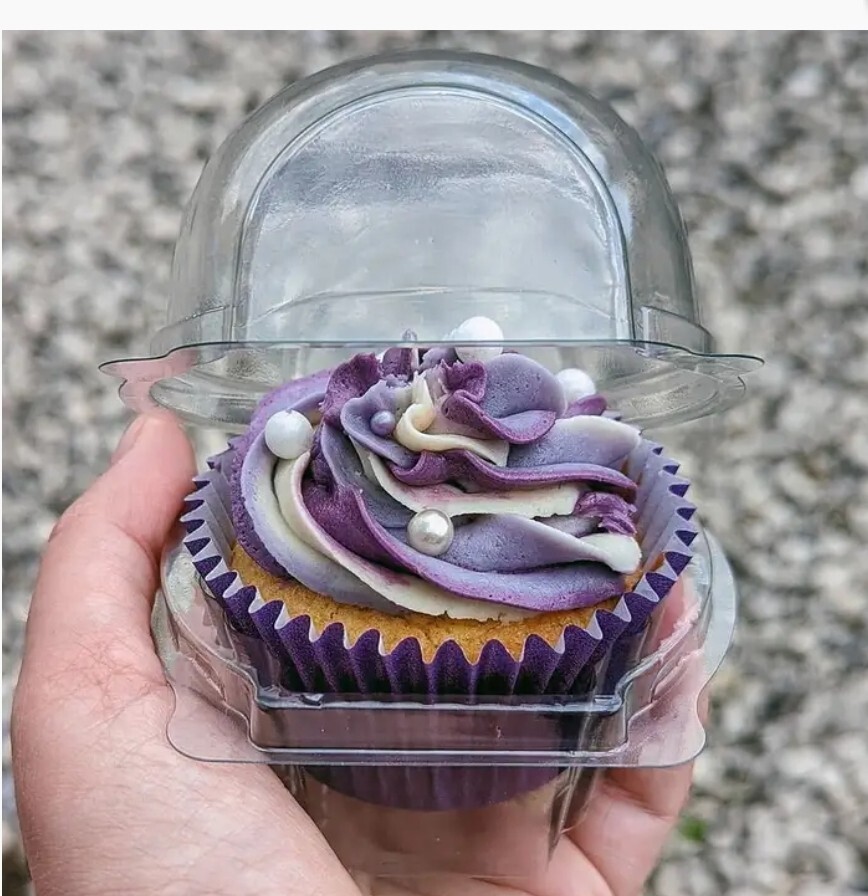 50 Hinged Plastic Dome Cupcake Pods Large Cupcake Holder Clear Plastic ...