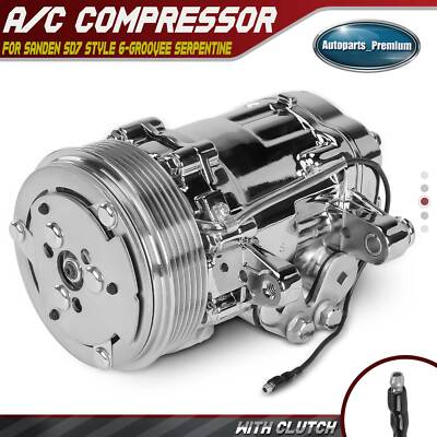 A/C Compressor with Clutch for Sanden SD7 Style 6-Groove Serpentine ...