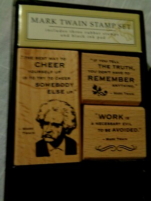 Mark Twain 3 Rubber Stamp Set Includes CHEER, REMEMBER & WORK & Black ...