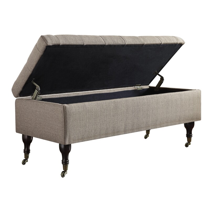 Elle Decor Collette Tufted Storage Bench in French Linen | eBay
