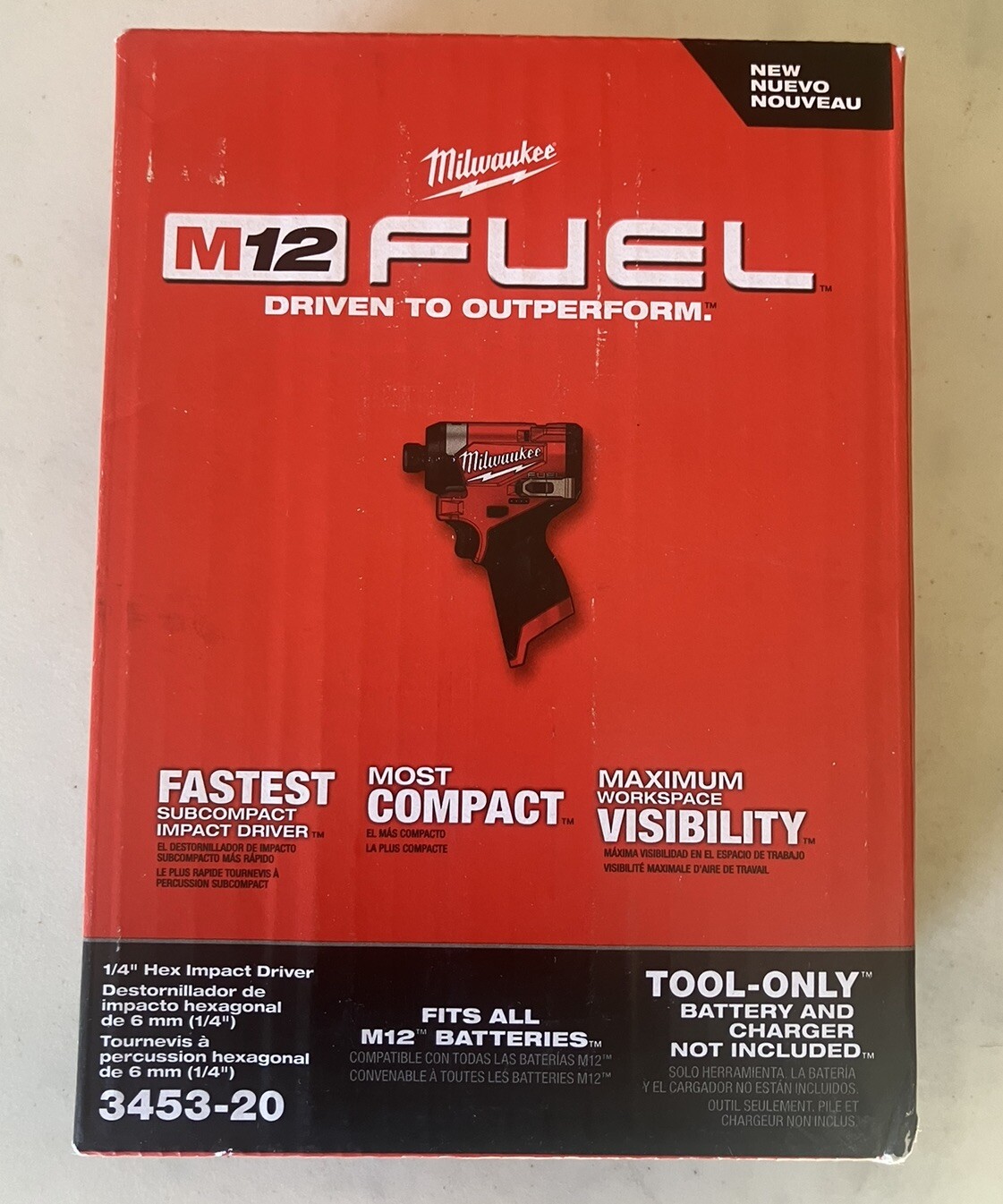 Milwaukee M12 Fuel 1/4in Hex Impact Driver - Red 3453-20 NEW In Box | eBay