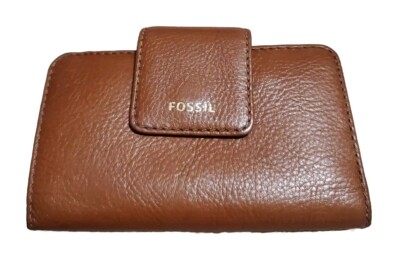 Fossil Madison Multifunction Wallet Womens Brown Leather Fold Over Snap ...