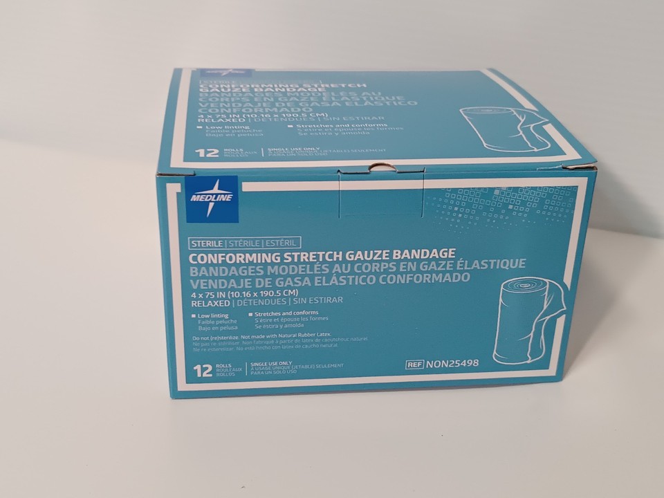 Medline NON25498 Conforming Stretch Gauze Bandage 4" x 75" Sterile case ...