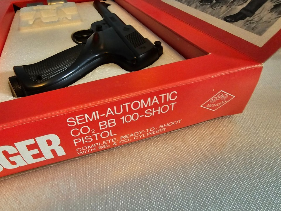 Vtg Roger BB Gun Pistol Semiautomatic 100 Shot Made in Italy Orig Box ...