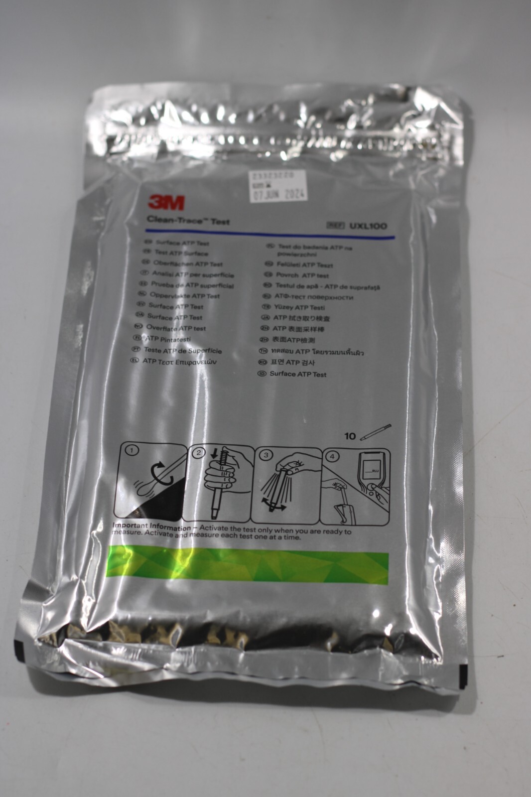 3M Clean Trace Surface ATP Test Swab UXL100 (pack of 10 Swabs) Sept ...