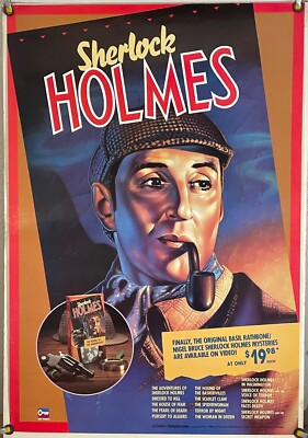 SHERLOCK HOLMES ROLLED ORIGINAL VIDEO VHS MOVIE POSTER BASIL RATHBONE ...