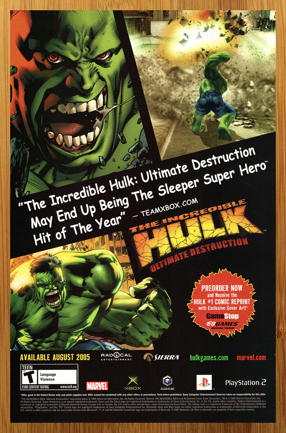 2005 The Incredible Hulk Ultimate Destruction PS2 Xbox Gamecube Print ...