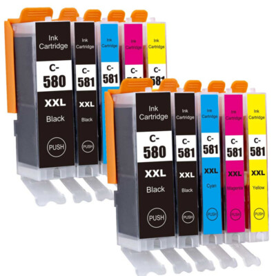 10 Ink Cartridge PGI 580XXL CLI 581XXL Fits For Canon Pixma TR7500 ...