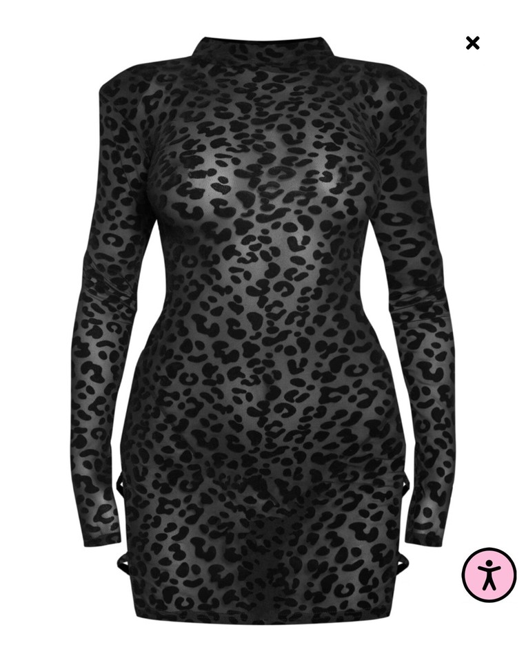 PRETTYLITTLETHING sheer leopard print dress | eBay UK