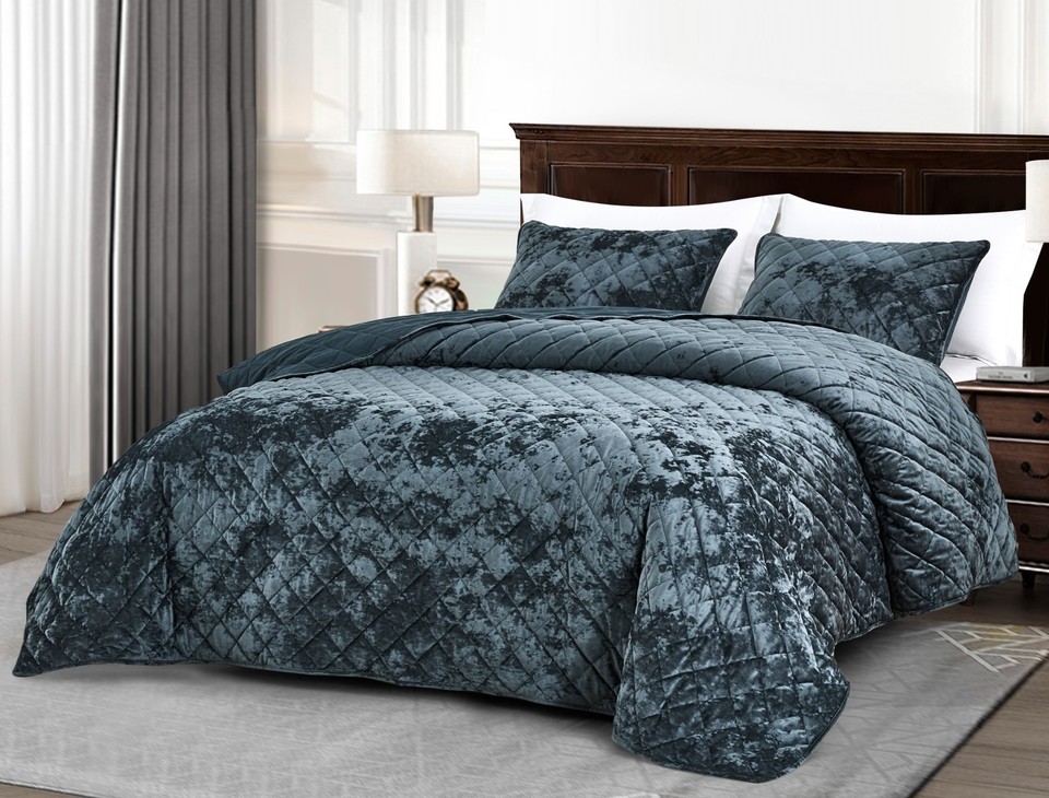 Chezmoi Collection Lux 3-Piece Diamond Stitch Plush Distressed Velvet ...
