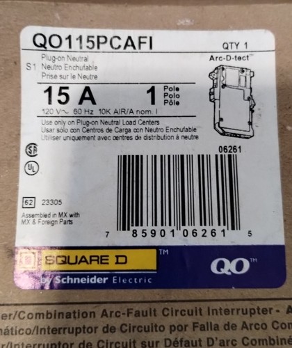 Square D 15A Single-Pole Plug-On Neutral Arc Fault Circuit Breaker ...