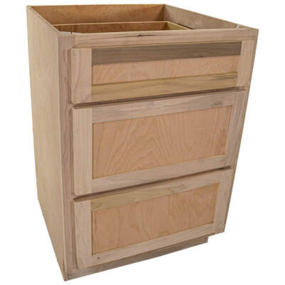 Kitchen Drawer Base Cabinet | Unfinished Poplar | Shaker Style | 24 in ...