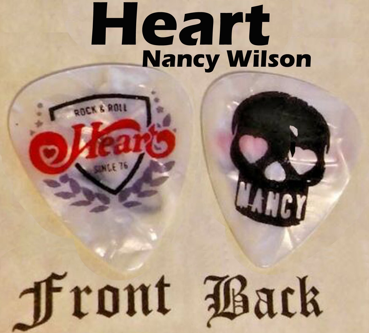 1 (ONE) Heart Classic rock band novelty signature guitar pick (W1-H13 ...