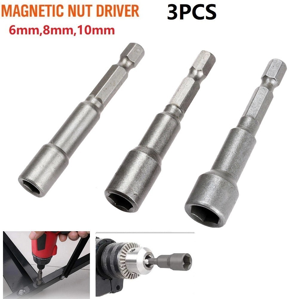 Reliable 3pcs Socket Adapter Magnetic Nut Driver Set for Pistol Drills | eBay