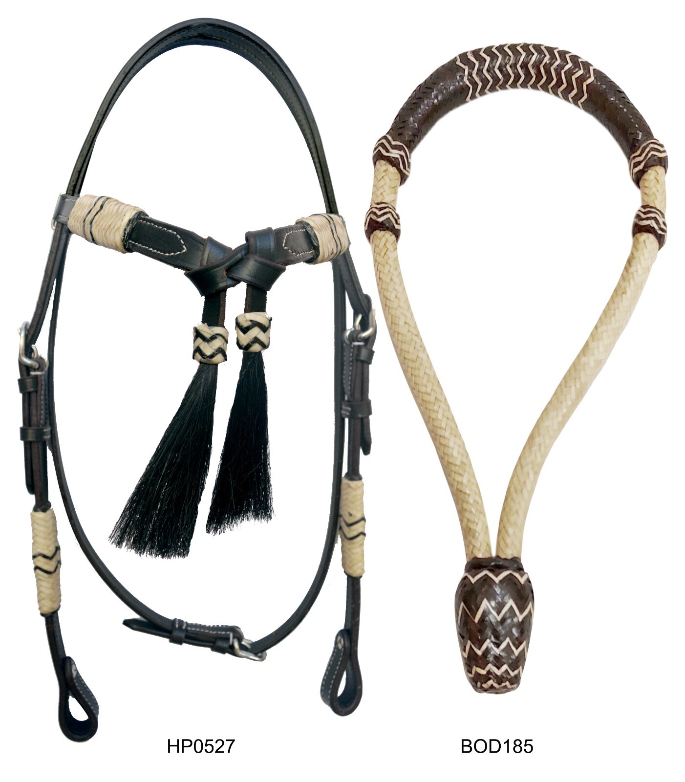 Horse Hair Western Leather Headstall \ Dual Color Rawhide Ovel Bosal ...
