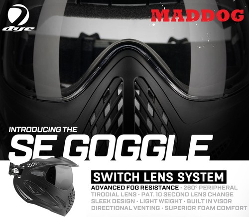 CLEARANCE Maddog Dye SE Paintball Mask Goggle Black with Chrome Mirror ...