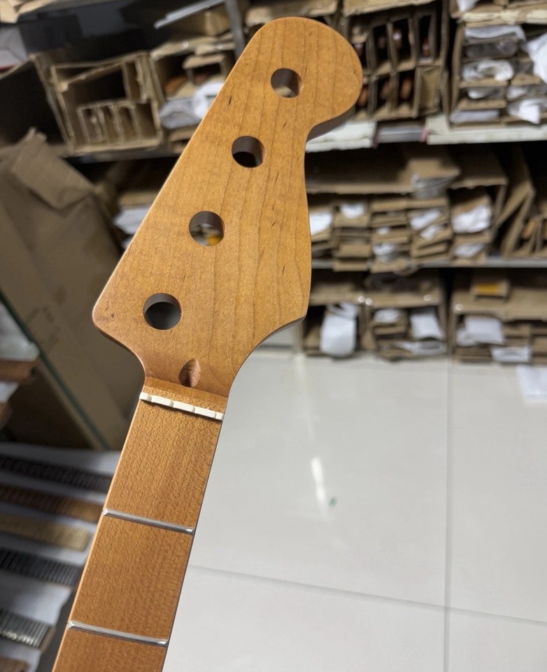 Jazz bass Roasted flame Maple bass guitar Neck part 34 inch matte ...