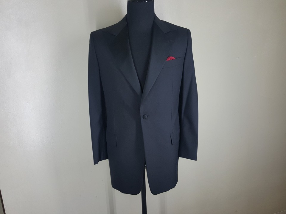 HICKEY FREEMAN USA Black Peaked Lapel One Button Dinner Jacket 40 L-Fit ...