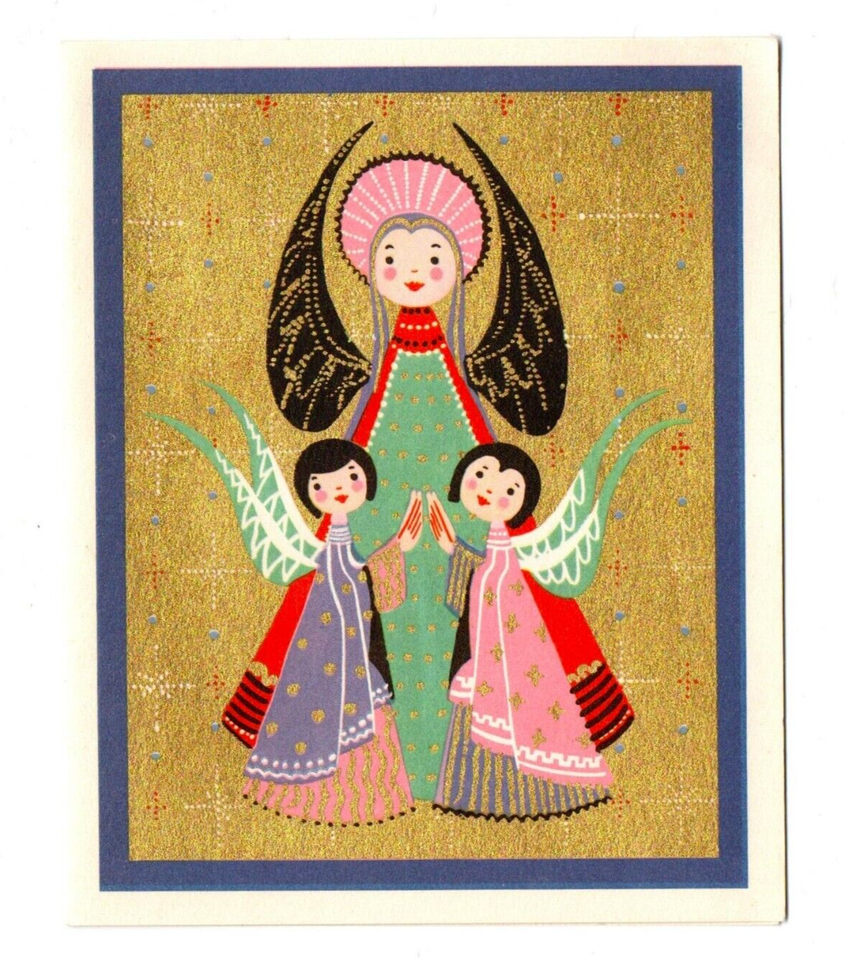Vintage Bavarian ANGELS Christmas Greeting CARD Ingeborg Scherer MCM ...