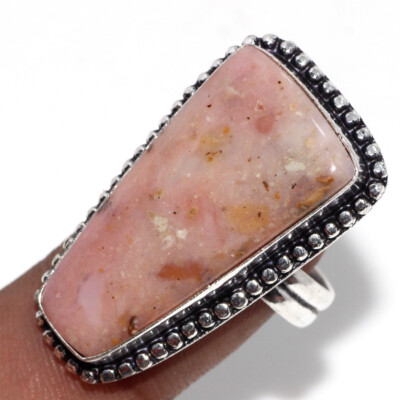 925 Silver Plated-Peruvian Pink Opal Ethnic Gemstone Ring Jewelry US ...