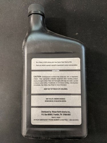 GENUINE OEM Nissan Electric Power Steering Fluid (E-PSF) 1-QT (999MP ...