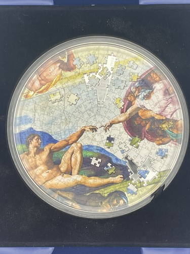 Creation of Adam Micropuzzle Treasures 5 oz Proof Silver Coin 20$ Palau ...