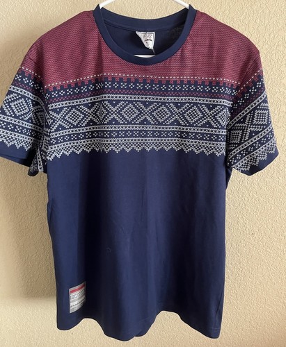 Men’s MARIUS of Norway Navy Fair Isles Short Sleeve T-shirt size Medium ...