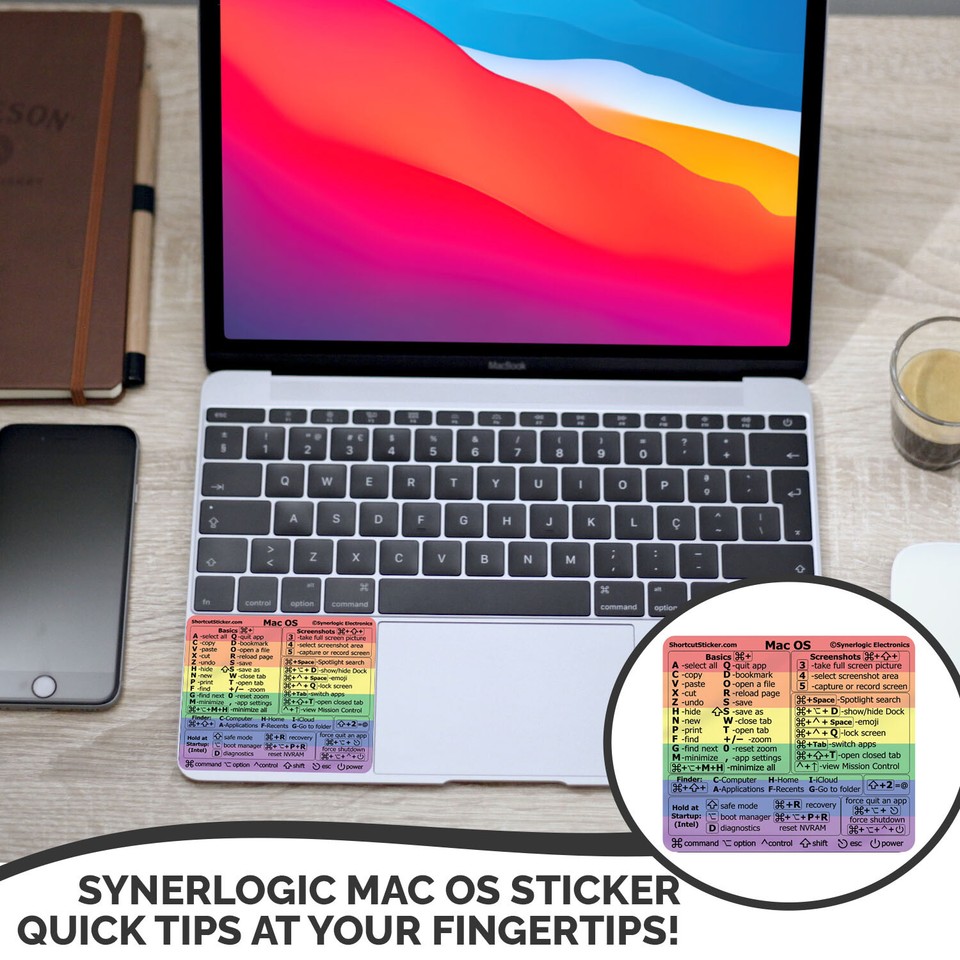 SYNERLOGIC Apple MacBook Shortcut VINYL Sticker Mac OS commands | eBay