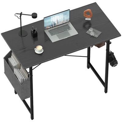 PAMRAY 80CM Computer Desk for Small Spaces with Storage Bag Home Office ...