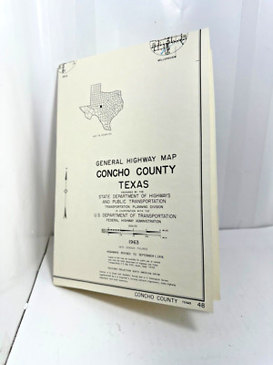 1963 Texas CONCHO County General Highway Map 18" x 25" Folded USDOT ...
