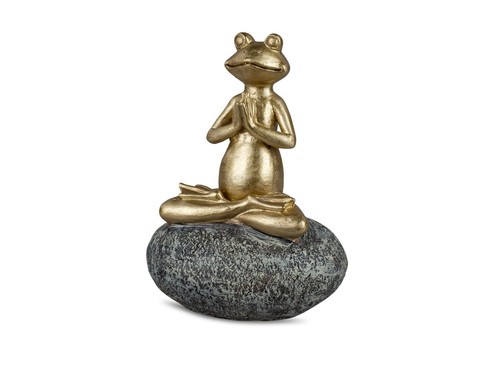 formano Dekofigur Frosch Yoga auf Stein gold 14x23cm Skulptur Frogs ...
