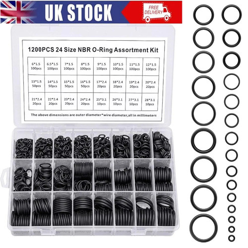 1200x O RING SET Assorted O-Ring Washer Kit Pack Rubber ORing Seals ...