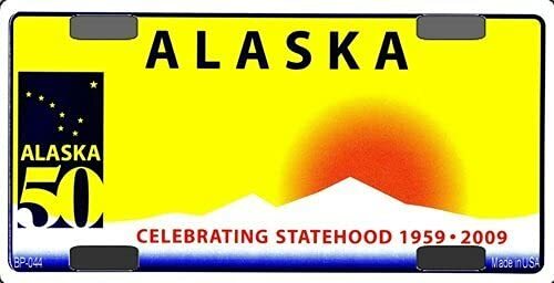 Alaska State Background 3" x 6" Metal Novelty Bicycle Plate Tag BP-044 ...