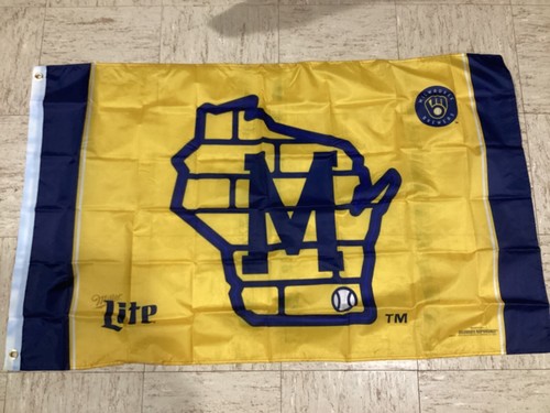 MILLER LITE MILWAUKEE BREWERS FLAG NEW IN PACKAGE 30""x 48" FREE ...