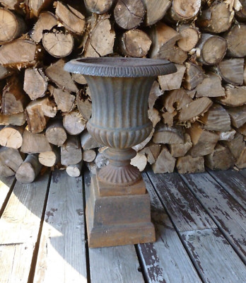 Authentic URN Victorian Cast Iron Planter & Plinth Jardiniere Garden ...