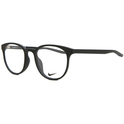 Nike Unisex Eyeglasses Matt Black Plastic Round Full-Rim Frame NIKE ...
