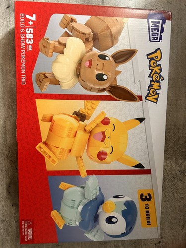 MEGA Pokémon Building Kit, Build & Show Pokemon Trio ~ Pikachu, Piplup ...