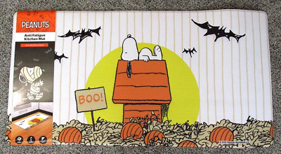 Peanuts Snoopy Halloween Anti Fatigue Mat 20" x 39" BOO! Sign White New ...
