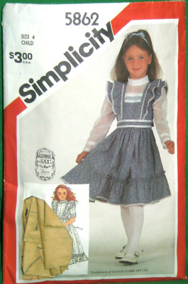 Pattern to Make Girl's Dress in 2 Lengths- Size 4- Simplicity 5862 ...