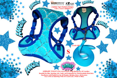 AMBABY 2pc-Set Pet Supply Sparky Faux Fur Dog Harness 16F Long Leash ...