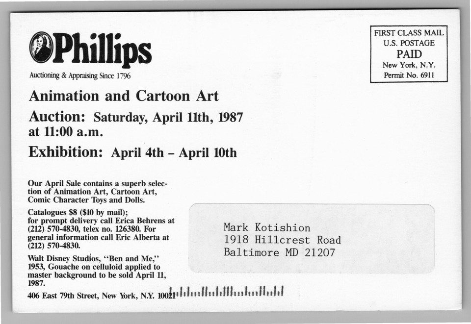 Disney Ben and Me Advertisement Howard Lowery Vintage c1987 Postcard | eBay