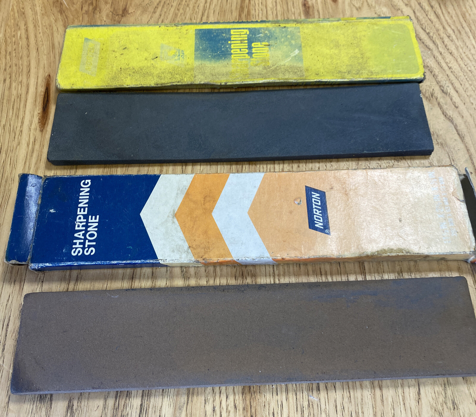 Two Norton Sharpening Stones With Boxes 11.5” Wide Heavy Use | eBay