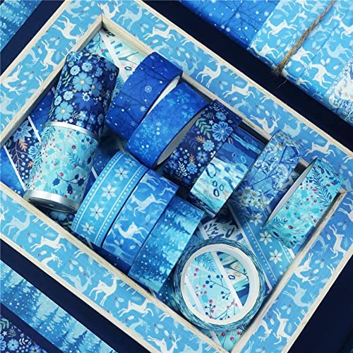 Winter Washi Tape Set 10 Rolls - Blue White Snowflake Flower Tree ...