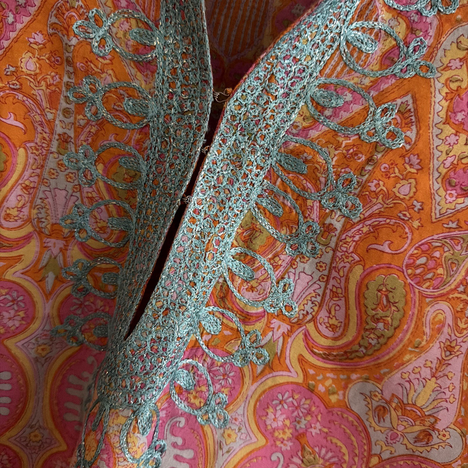 Calypso St. Barth Size L Orange Pink Embroidered Sequin V-neck Tunic ...