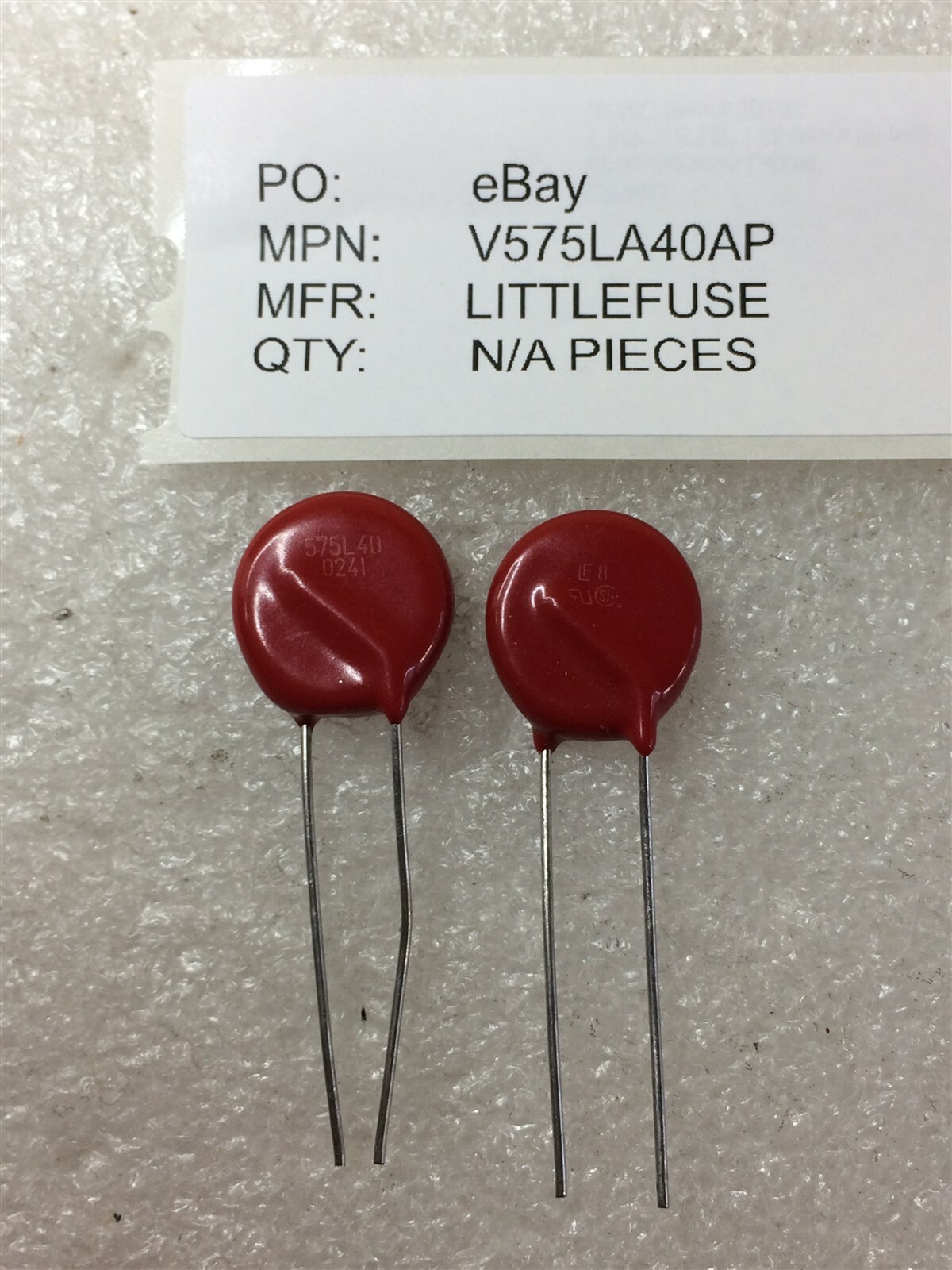 V575LA40AP LITTELFUSE VARISTOR 910V 4.5KA DISC 14MM RADIAL 10 PIECES | eBay