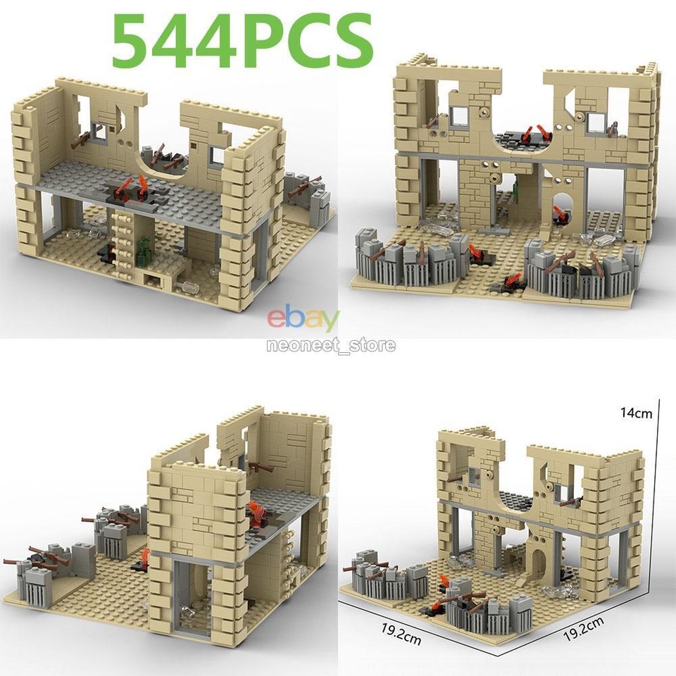 MOC Military WWII Army Base Fortress Baseplate Building Block Bricks ...