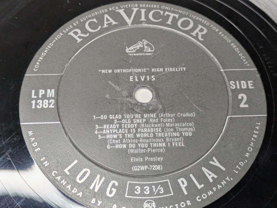 Rare Elvis Presley RCA VICTOR LPM-1382 New Orthophonic 1ST Press Vinyl ...