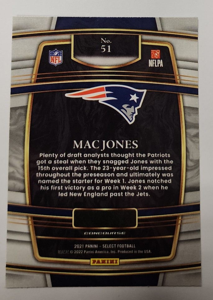 2021 Select Football Concourse Mac Jones Rookie Card New England ...