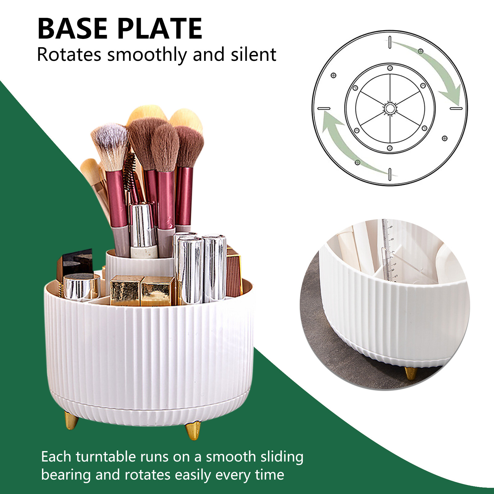 6 Slots Round Cosmetic Storage Case 360 Degree Rotating Makeup Boxes ...