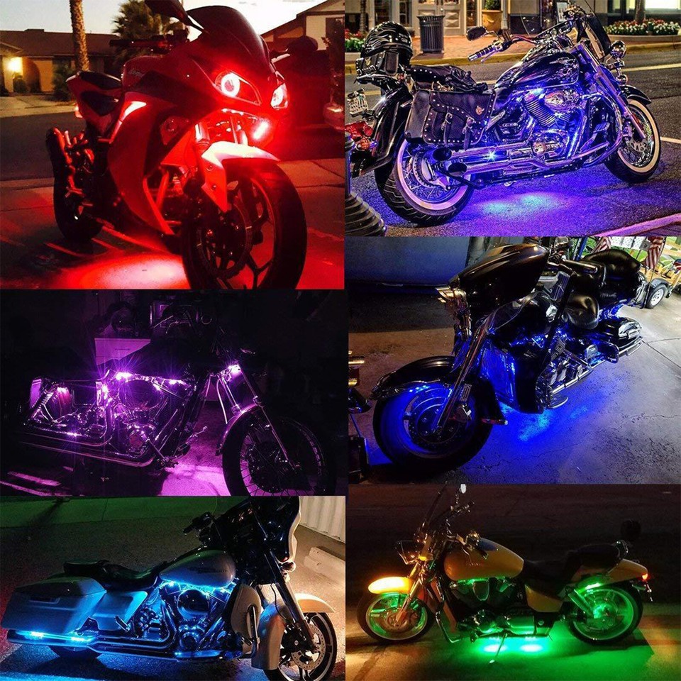 12x Motorcycle RGB LED Neon Under Glow Lights Strip Kit For Honda ...